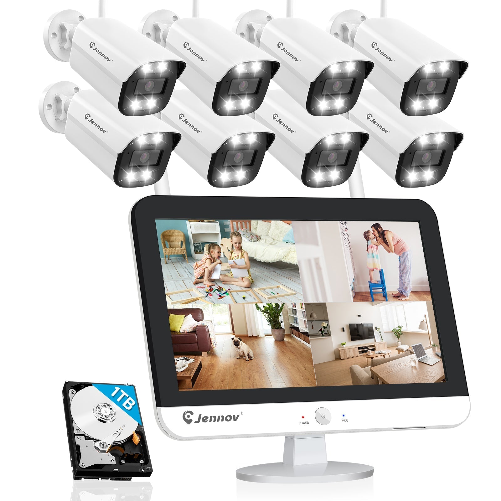 Wireless Security Camera System with 12" LCD Monitor & Motion Detection ...